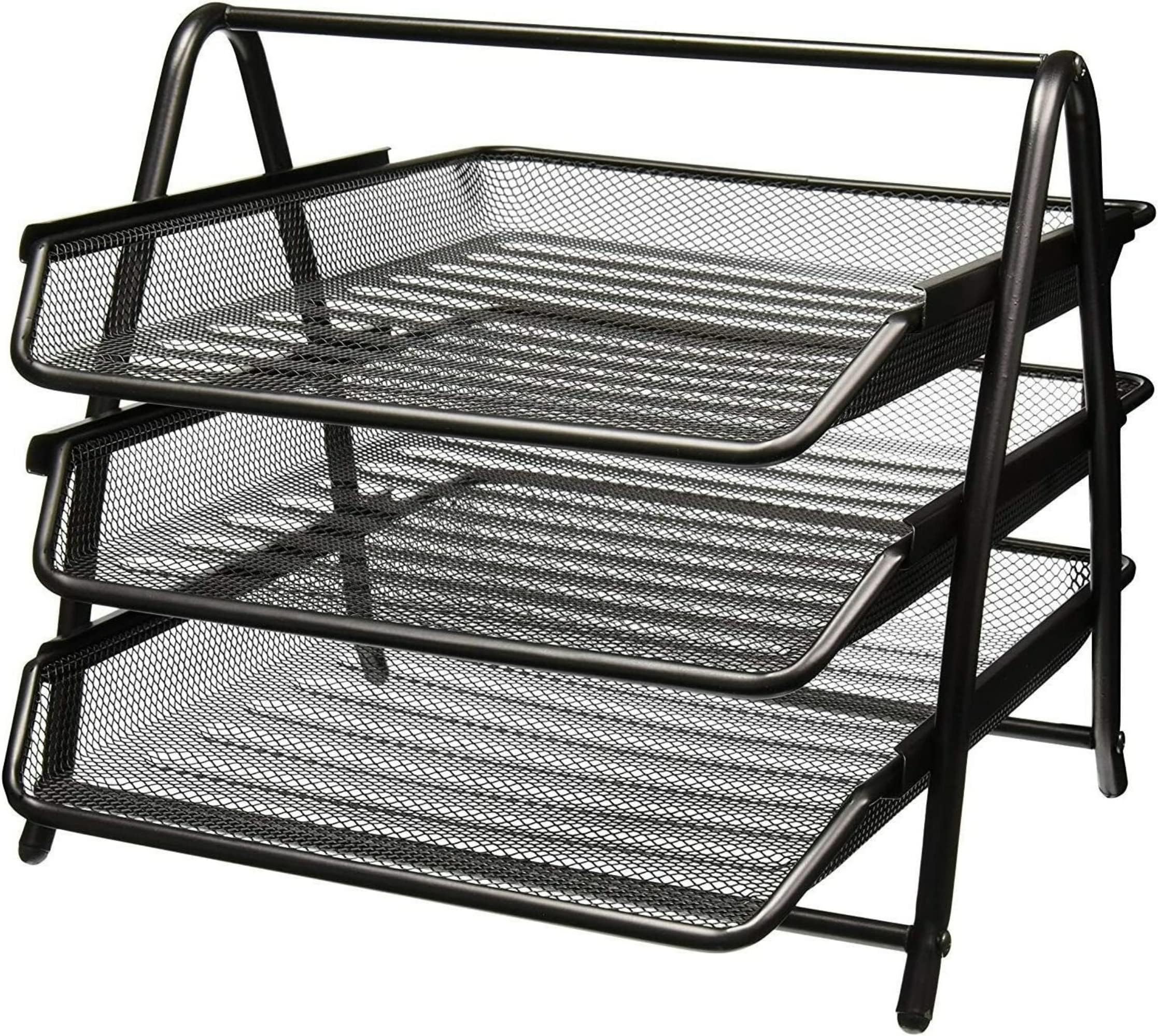 Zuvo Mesh Desk Organiser 3 Tier Letter Tray Organizer Office Desktop ...