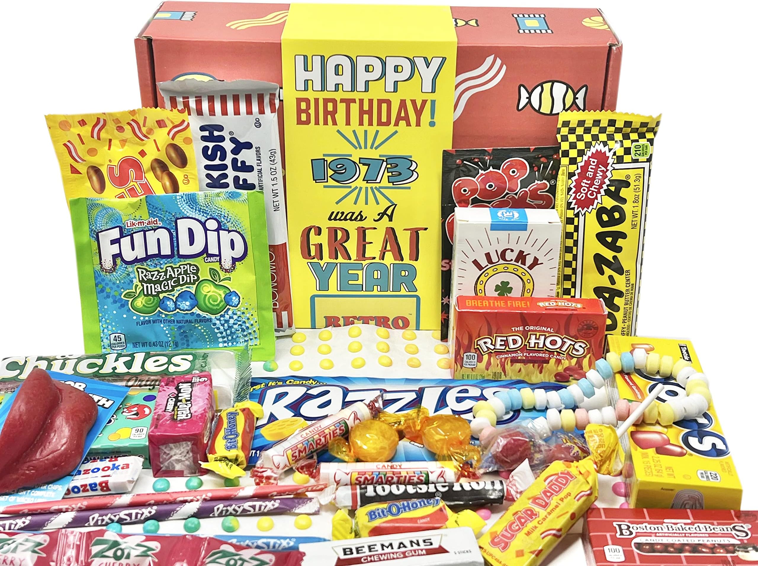Amazon.com : RETRO CANDY YUM ~ 1973 50th Birthday Gift Box Nostalgic ...