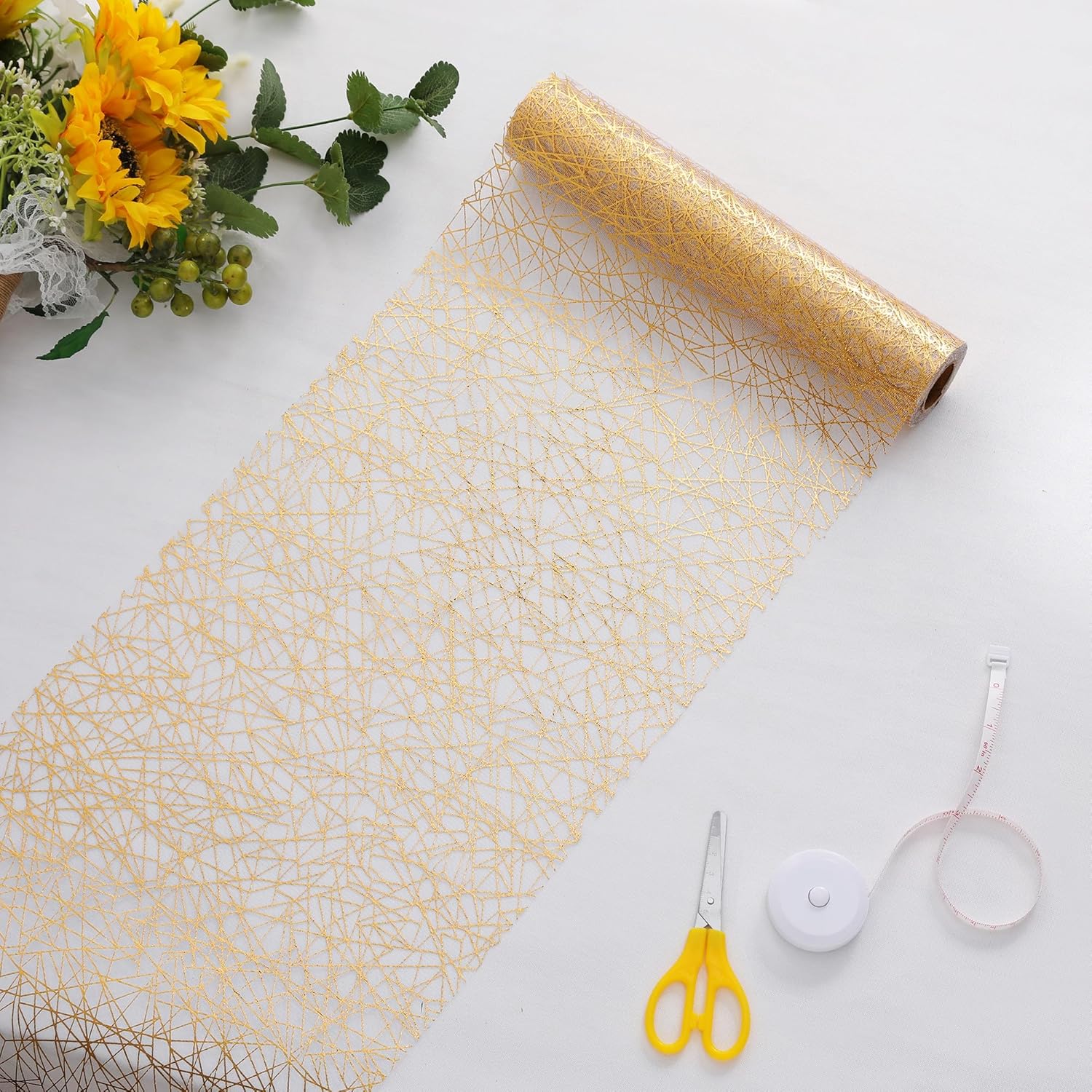Amazon.com: DEIUOG Gold Table Runner 2 Pieces 11 Inch x33Feet Sequin ...
