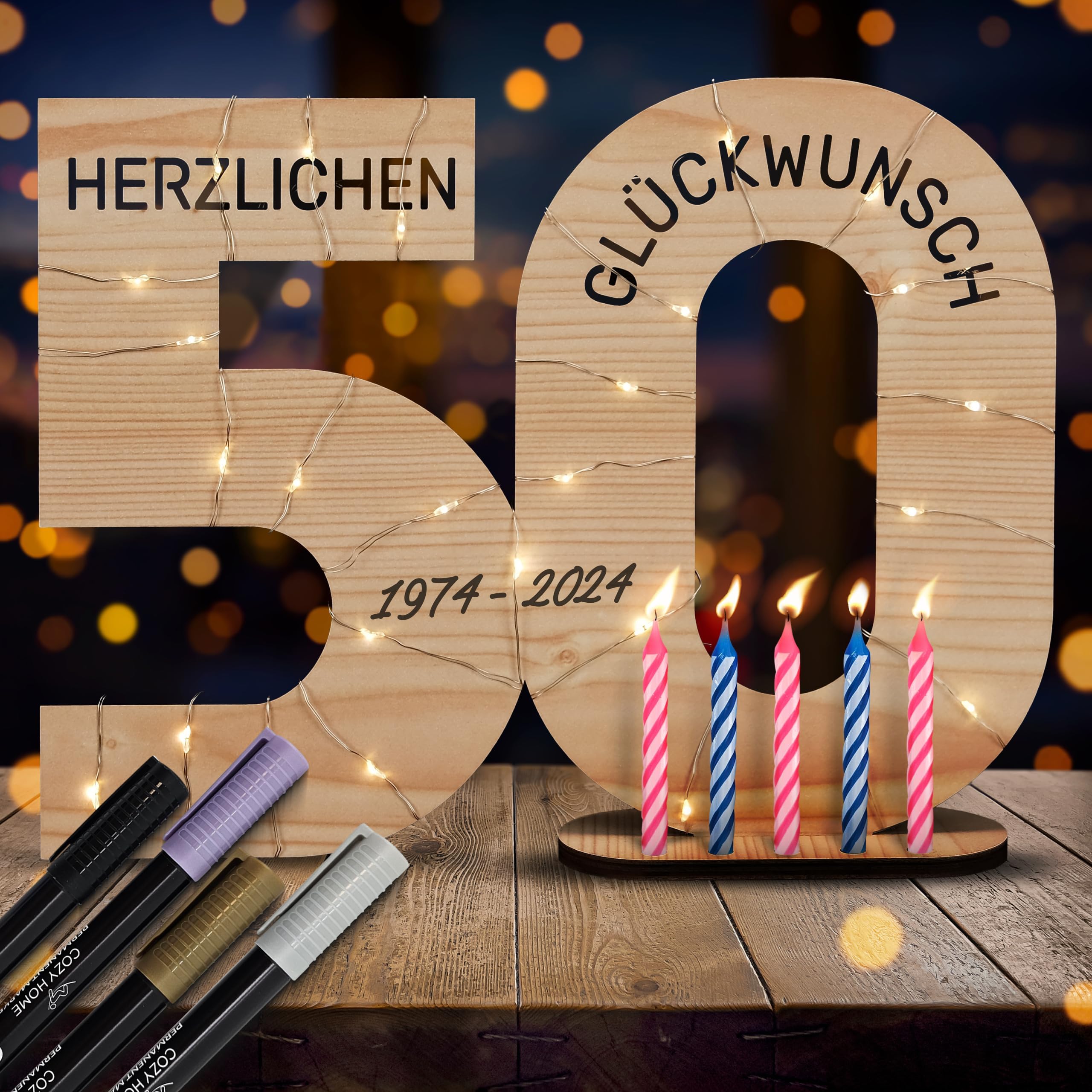 Milula Studios Holz-Zahl - 50 Geburtstag Frauen & Männer - Gästebuch ...