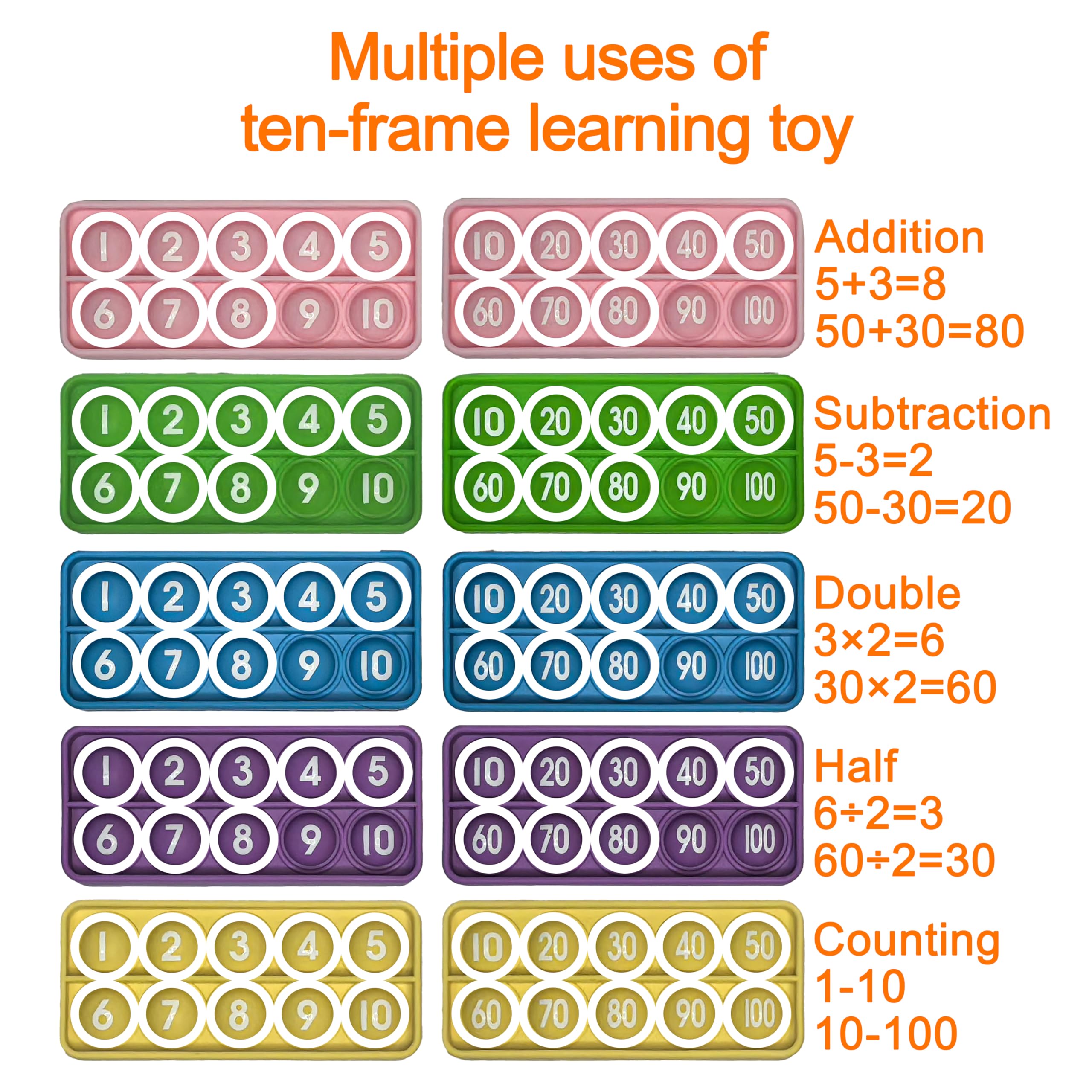 Snapklik.com : Ten Frame Pop Math Manipulatives - Set Of 10 Silicone ...