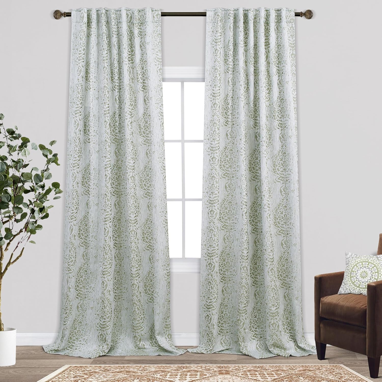 Amazon.com: Patterned Living Room Curtains Drapes 108 Inch Long 2 ...