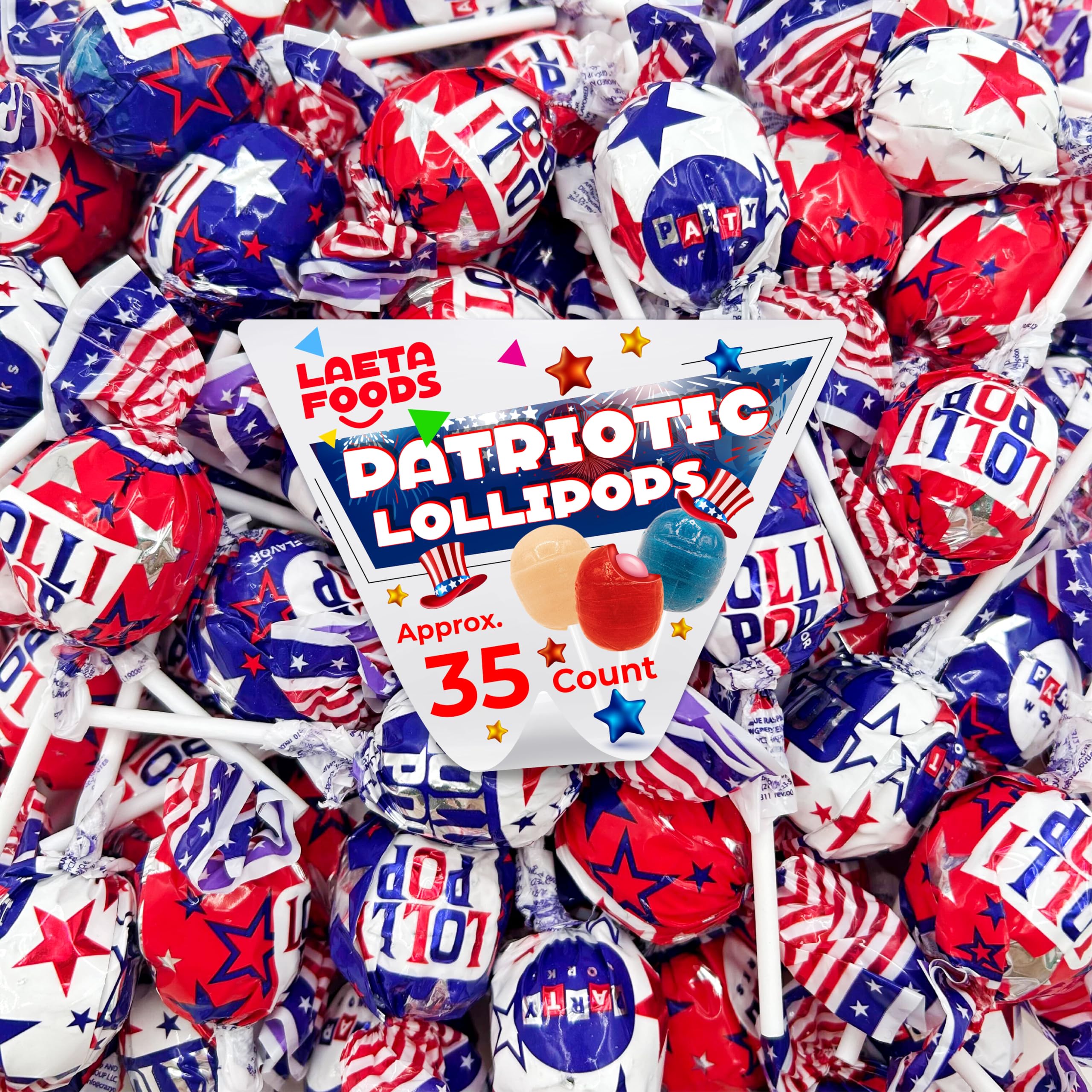 Amazon.com : Patriotic Candy - Election Day Lollipops - Blue Raspberry ...