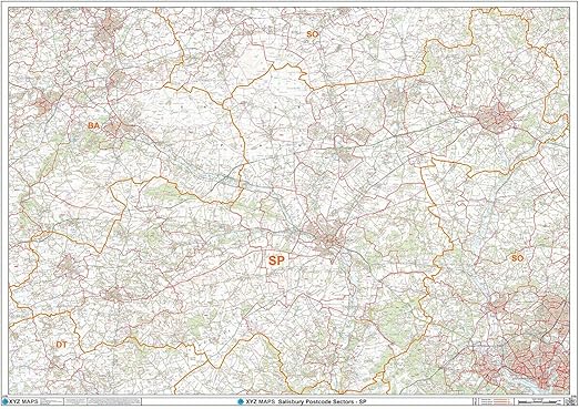 Salisbury - SP - Postcode Wall Map - Paper : Amazon.co.uk: Stationery ...