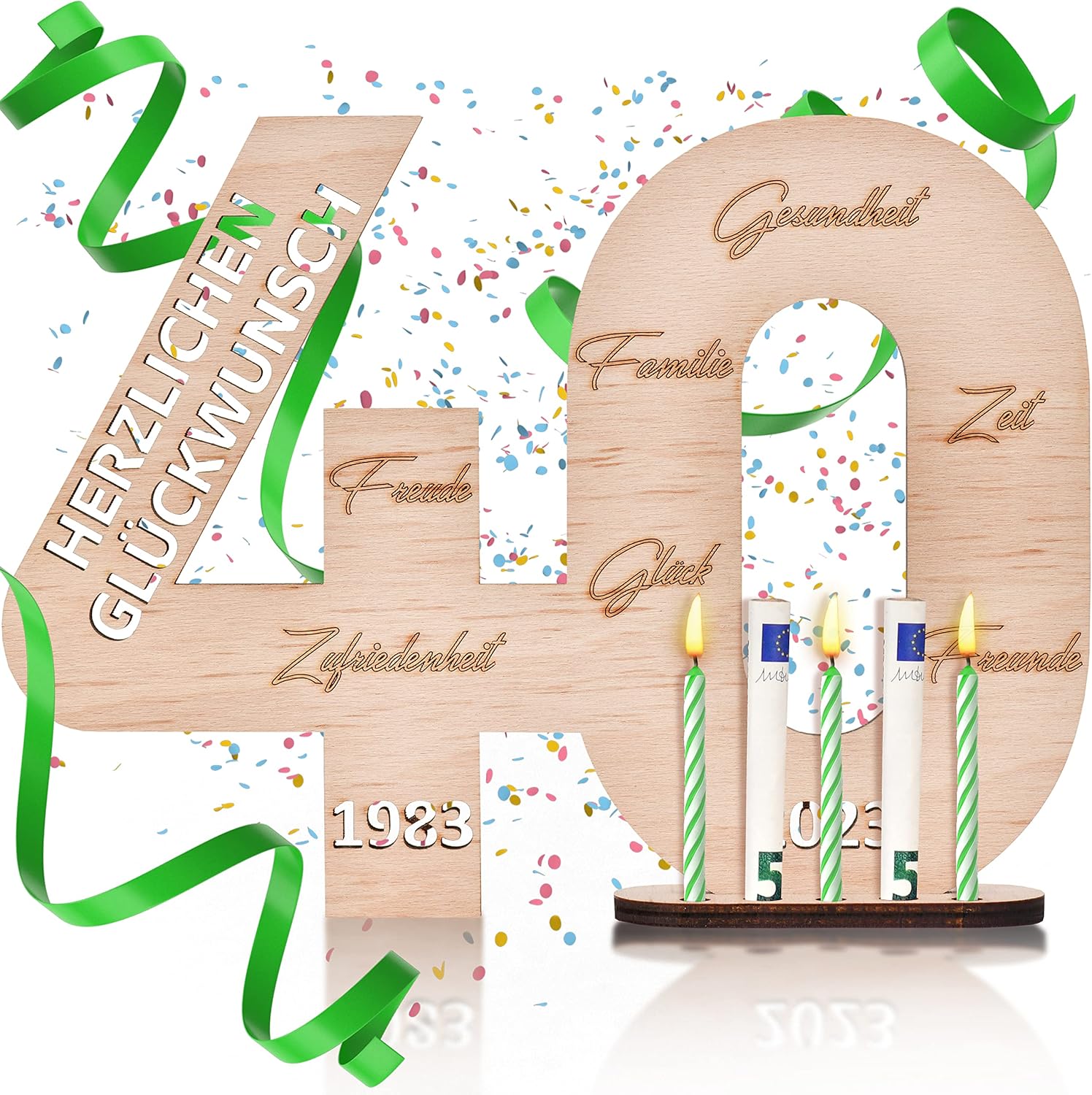 WaldWort® Geschenk zum 40. Geburtstag für Frau/Mann – Deko Holzzahlen ...