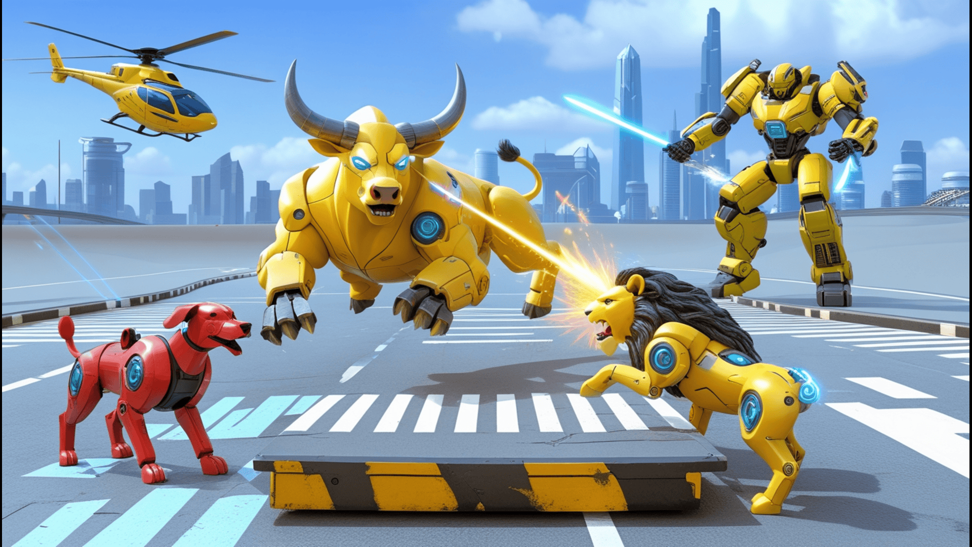 Futuristic Bull Robot Car Shooting Game: Animal Robot Transform City ...