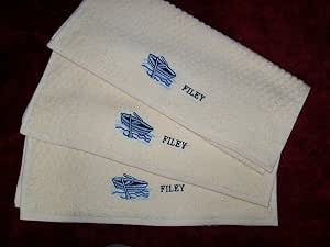Amazon.com: Katie Malone's Filey Tea Towel Fishing Boat x 3 Lemon ...