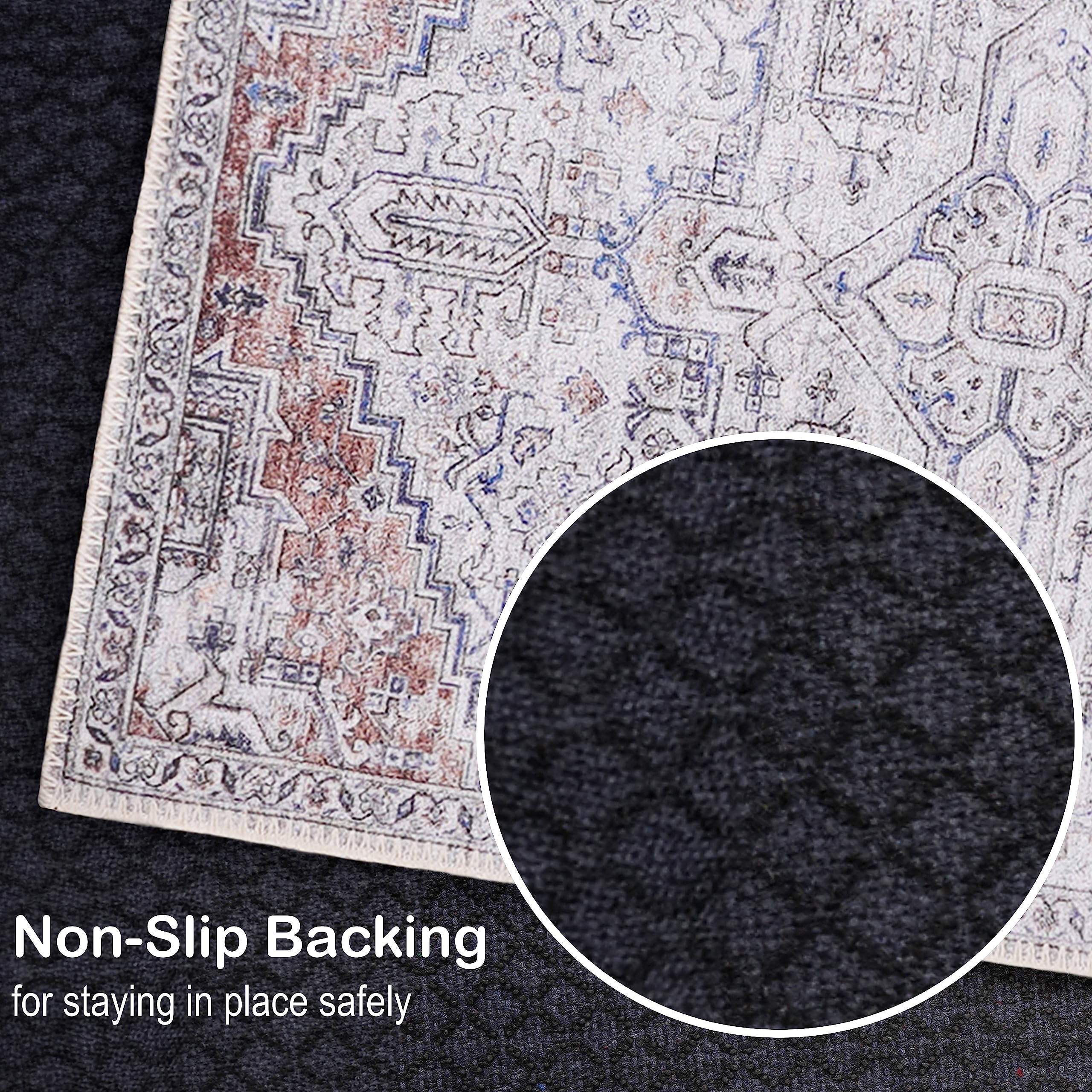 Adiva Rugs Machine Washable Area Rug with Non Slip Backing for Living ...