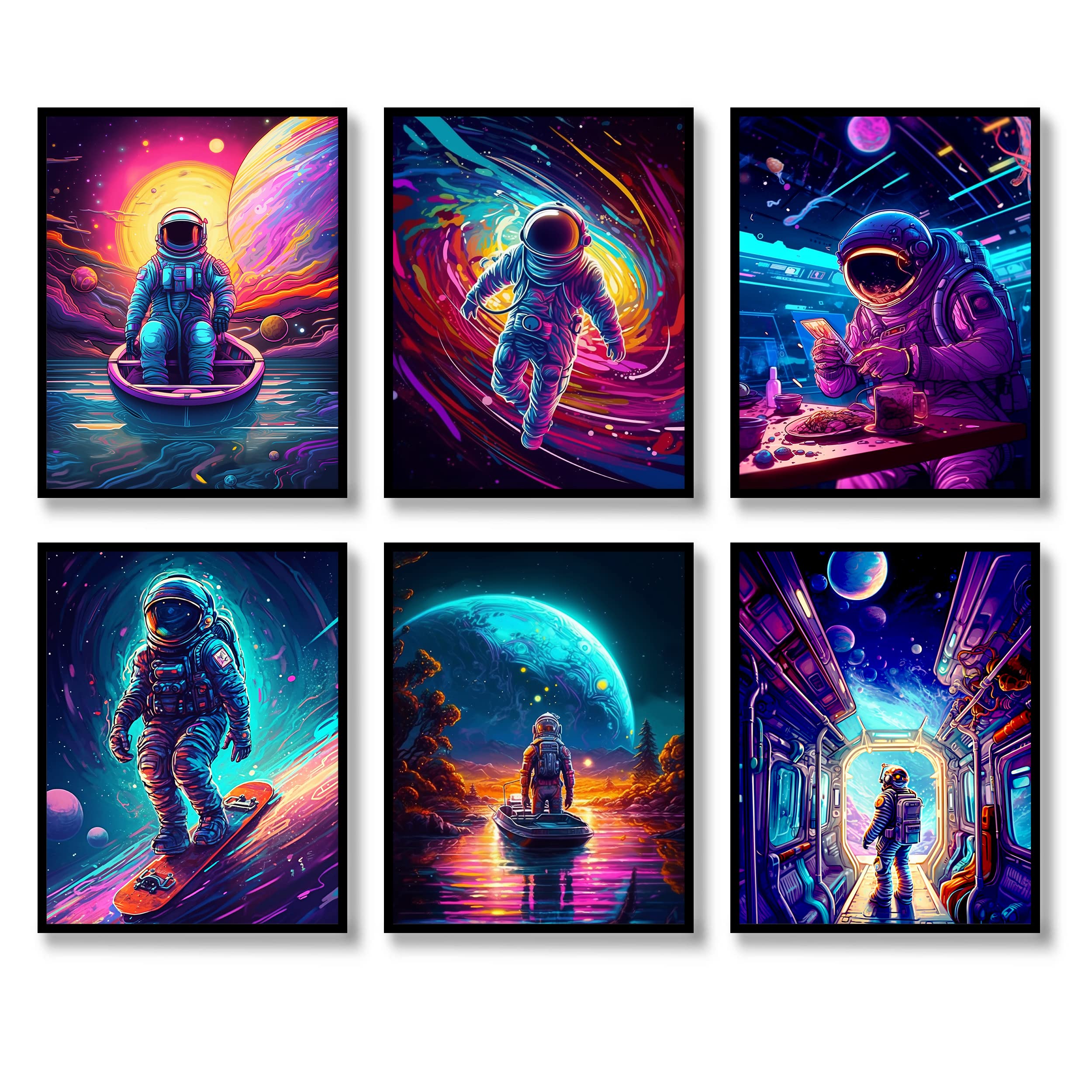 Amazon.com: Spaceman Wall Art Prints Set of 6 Funny Astronaut Posters ...
