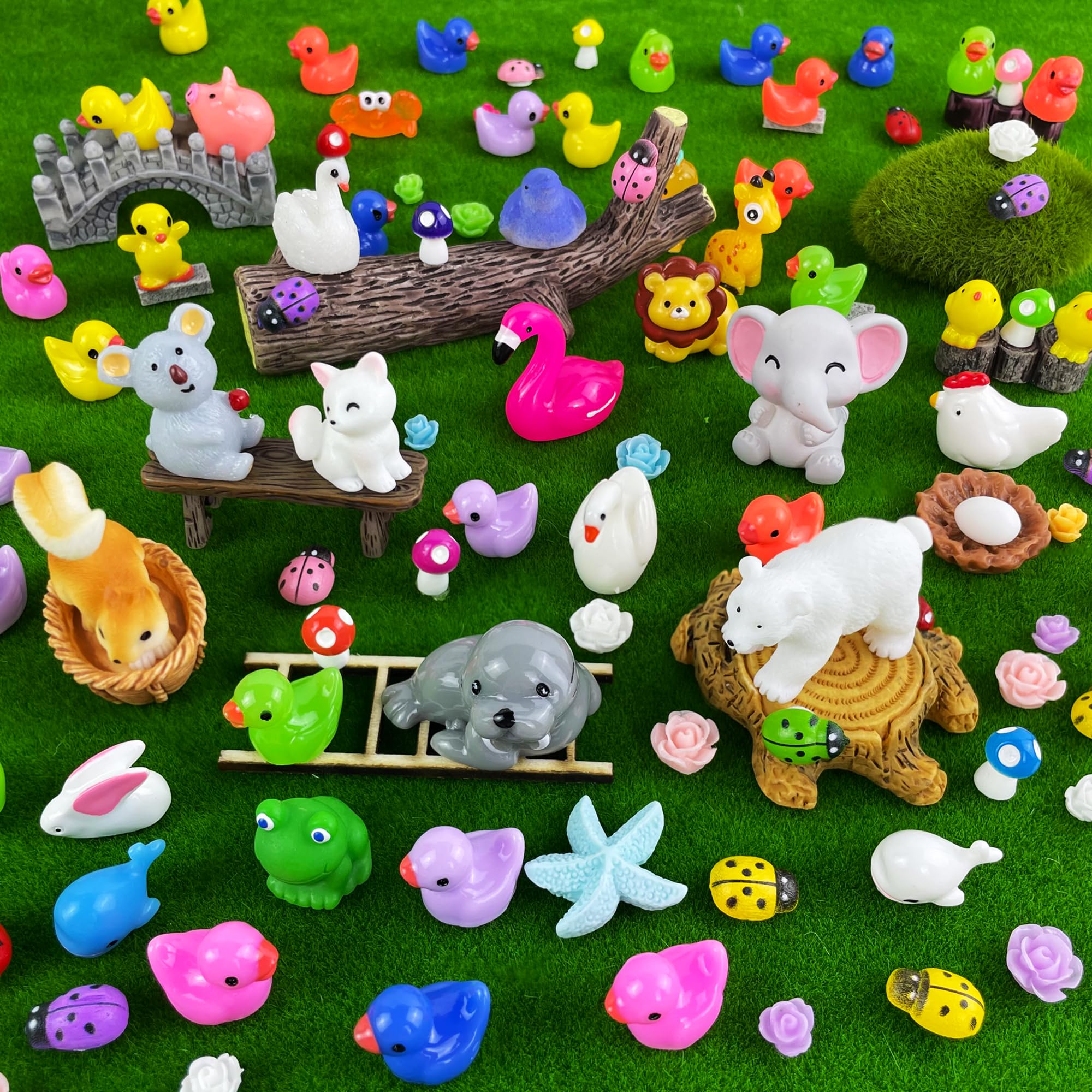 Amazon.com: HAVAGDTM 110 PCS Mini Animal Figures Mini Duck Figures ...