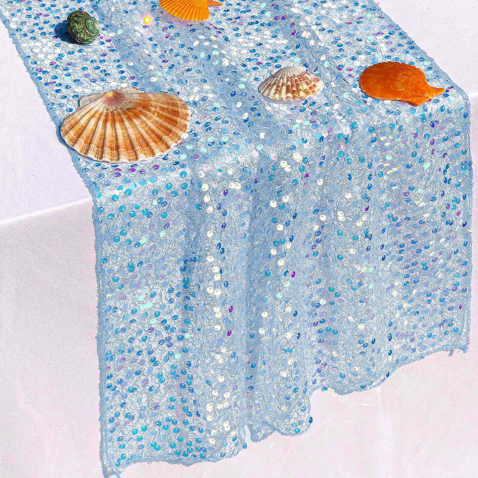 Amazon.com: FuSenYuan Blue Sequin Table Runner, 10 Ft 1 Pack ...