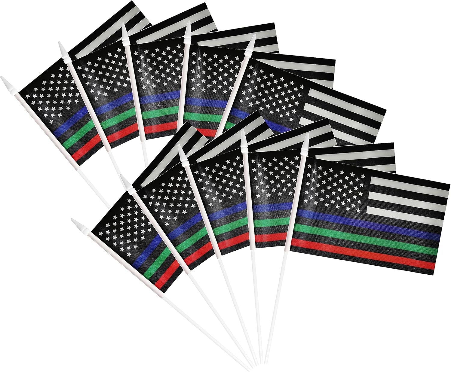 Amazon.com : Thin Blue Green and Red Line USA Police Flag,Hand Held ...