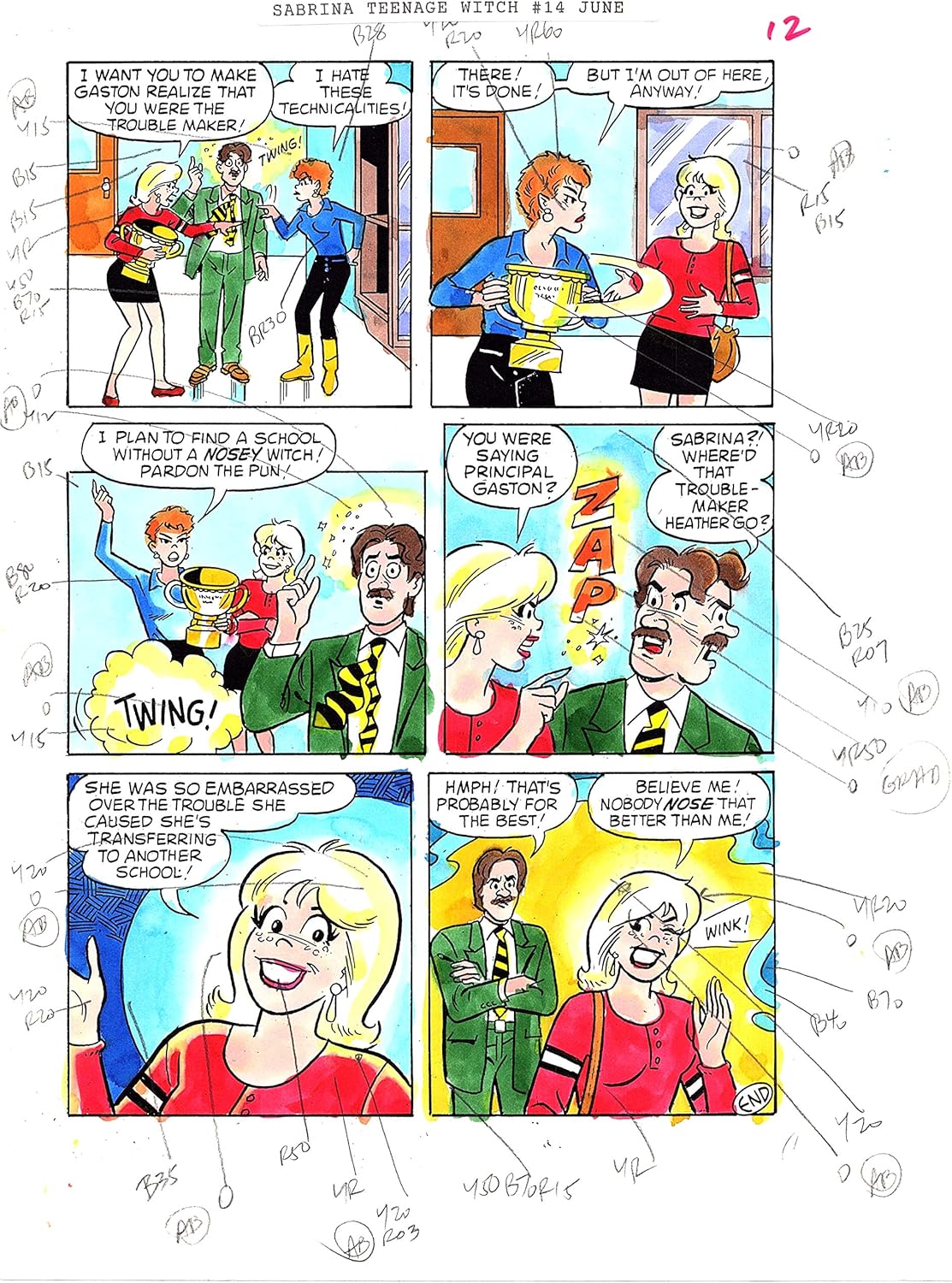 Sabrina Hand-Painted Comic Book Color Guide 1998 Archie Publications ...