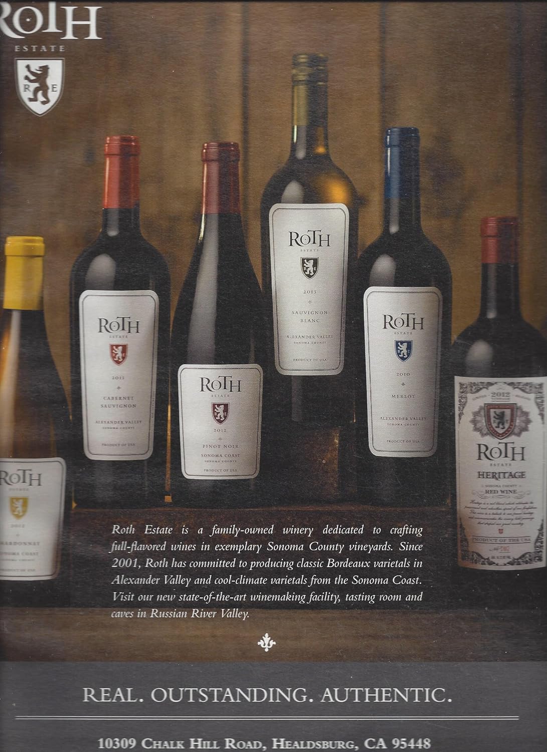 Amazon.com: MAGAZINE ADVERTISEMENT For 2014 Roth Wines: Real ...