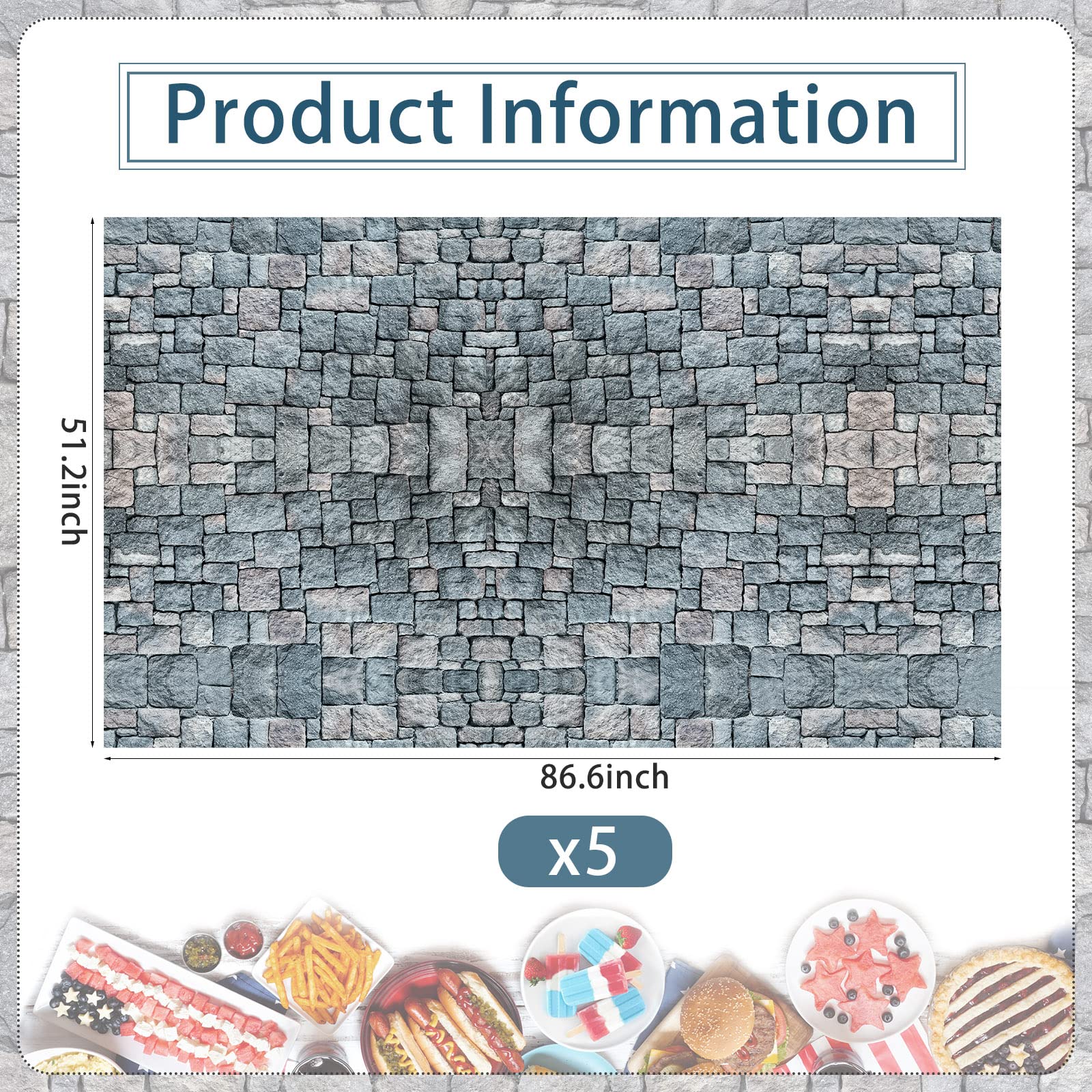 Snapklik.com : Cobblestone Tablecloth Stone Printed Table Cover ...