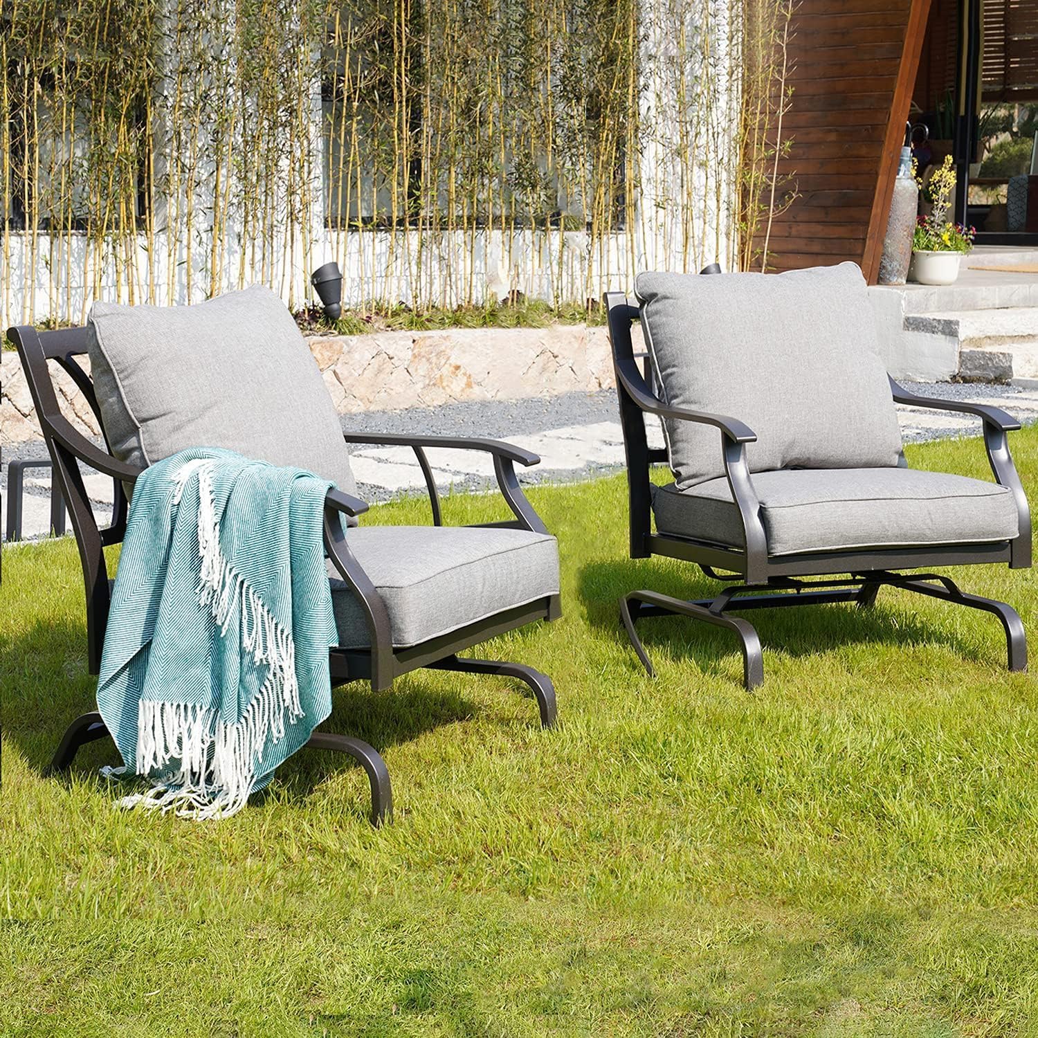 Amazon.com: Grand patio Stationary Rocker Set of 2, Motion Chair ...