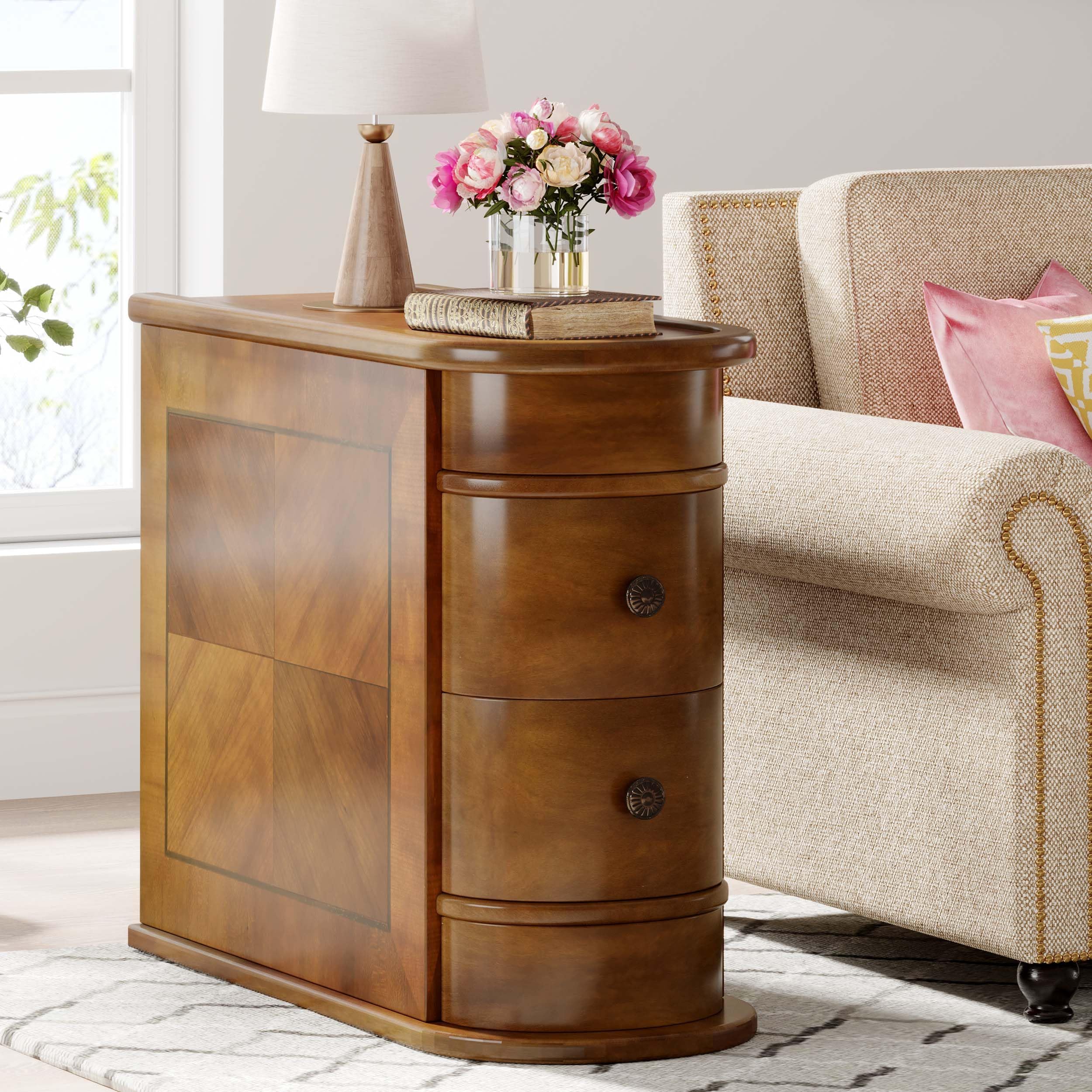 Amazon.com: Tribesigns Solid Wood End Table, Fully Assembled Narrow ...