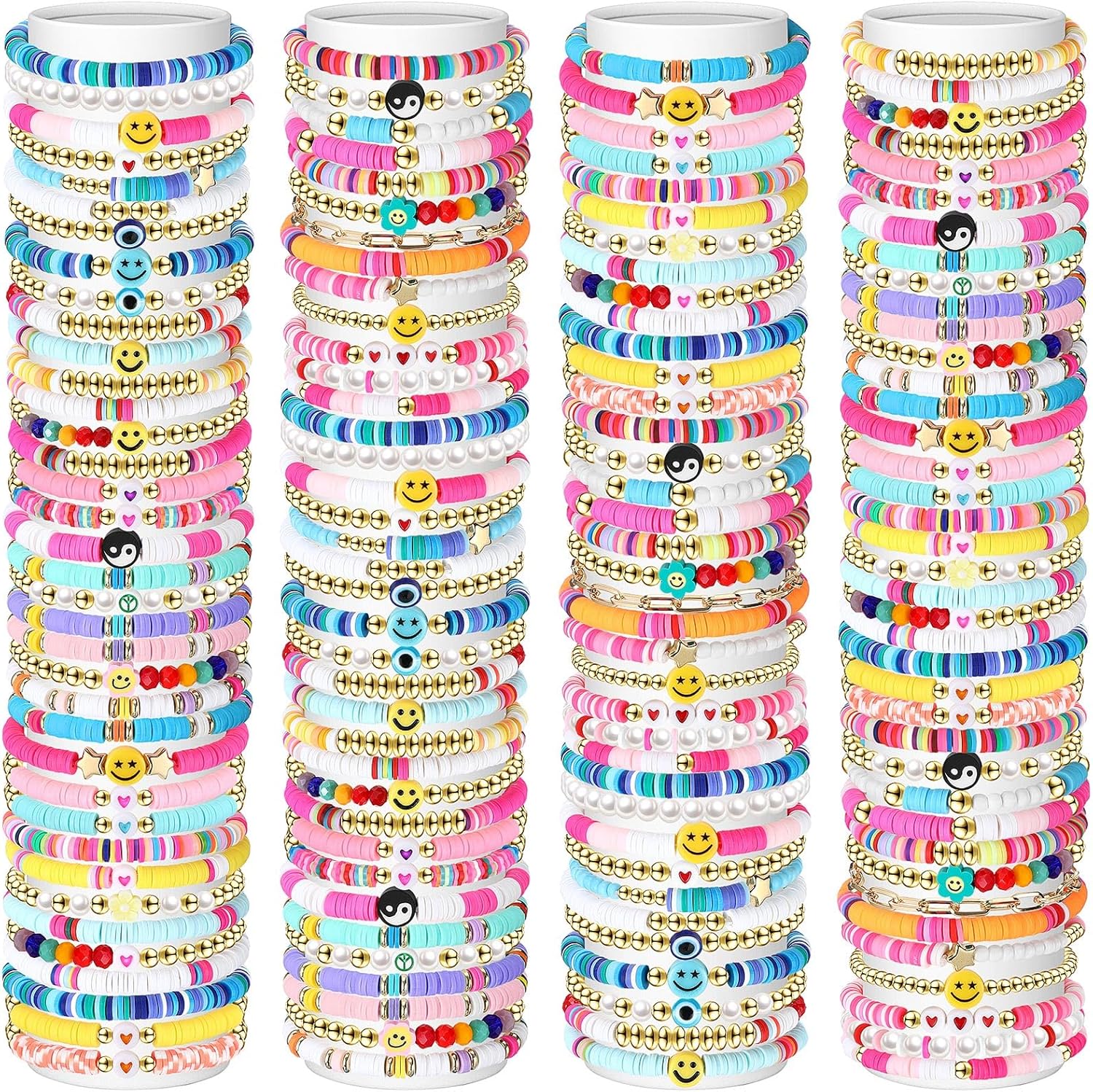 Amazon.com: Equsion 150 Pcs Preppy Heishi Bracelets Set Friendship ...