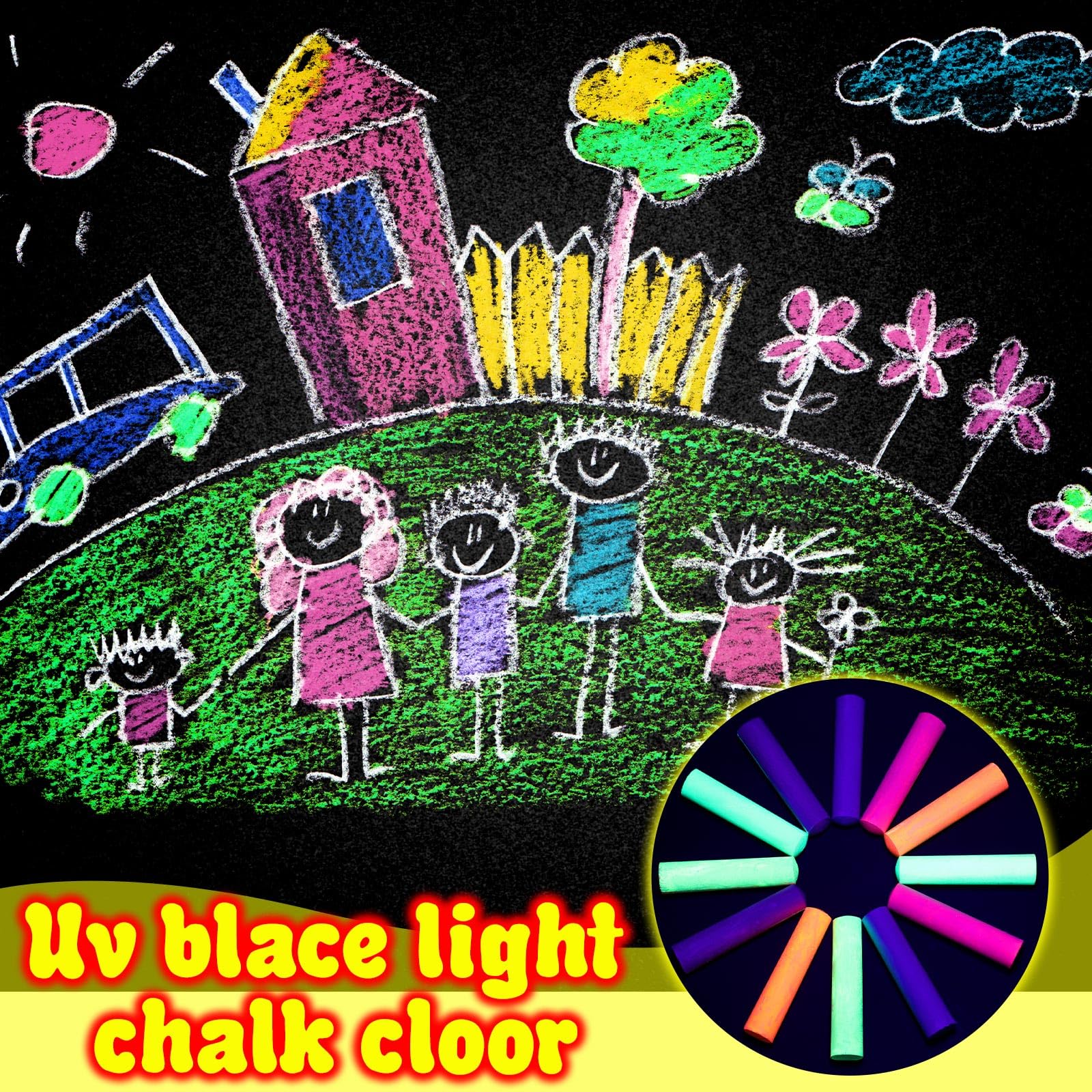 Snapklik.com : Feifeiya 12 Pcs Glow In The Dark Chalk Under Blacklight ...