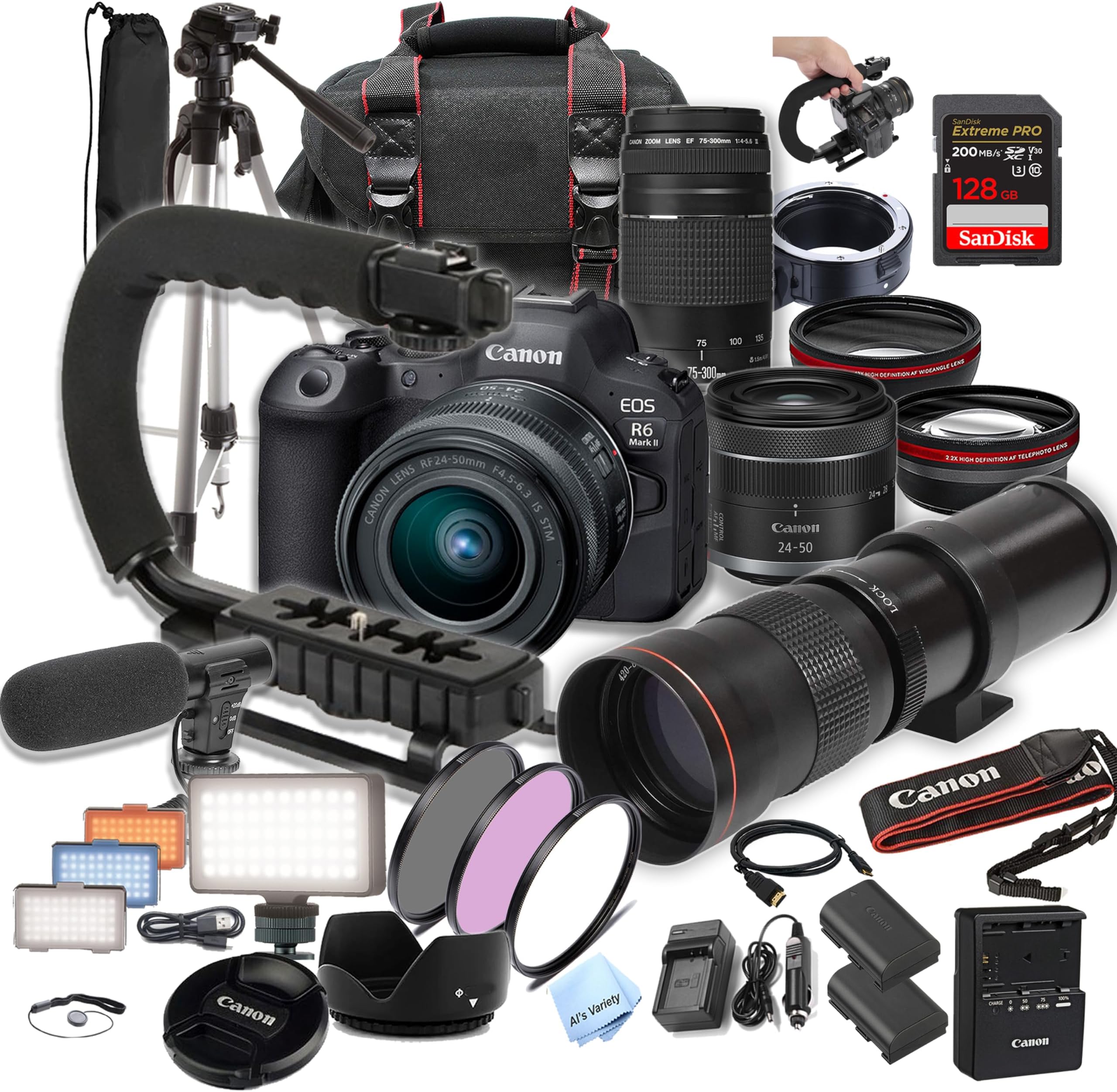 Amazon.com : Canon EOS R6 Mark II with 24-50mm + 75-300mm + 420-800mm ...