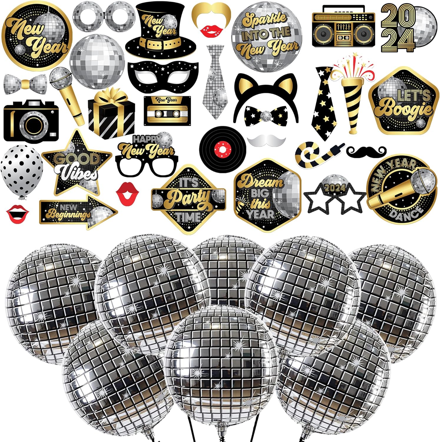 Amazon.com: KatchOn, Silver Disco Ball Balloons with Disco New Years ...