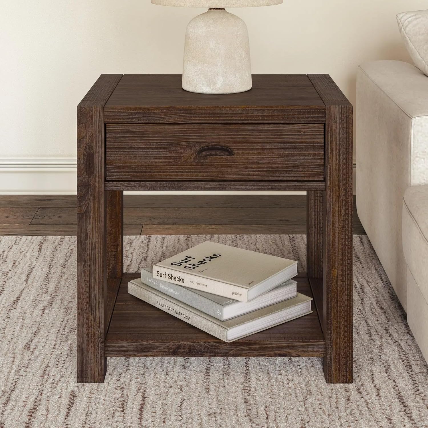 Amazon.com: Grain Wood Furniture Montauk End Table, Solid Wood with a ...