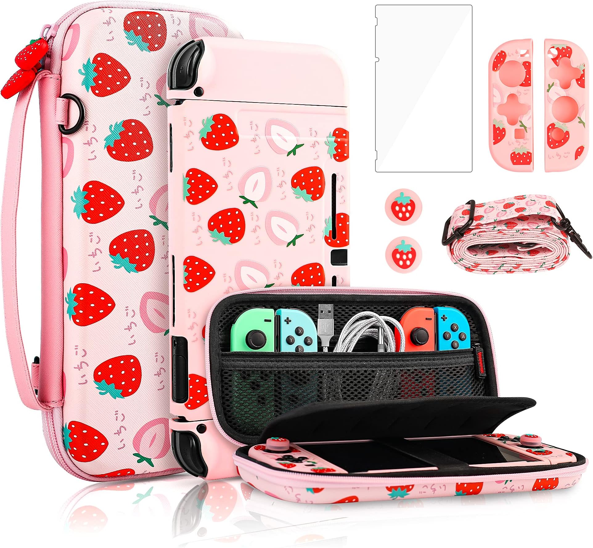 Amazon.com: FANPL Pink Carry Case Bundle for Nintendo Switch, Cute Case ...