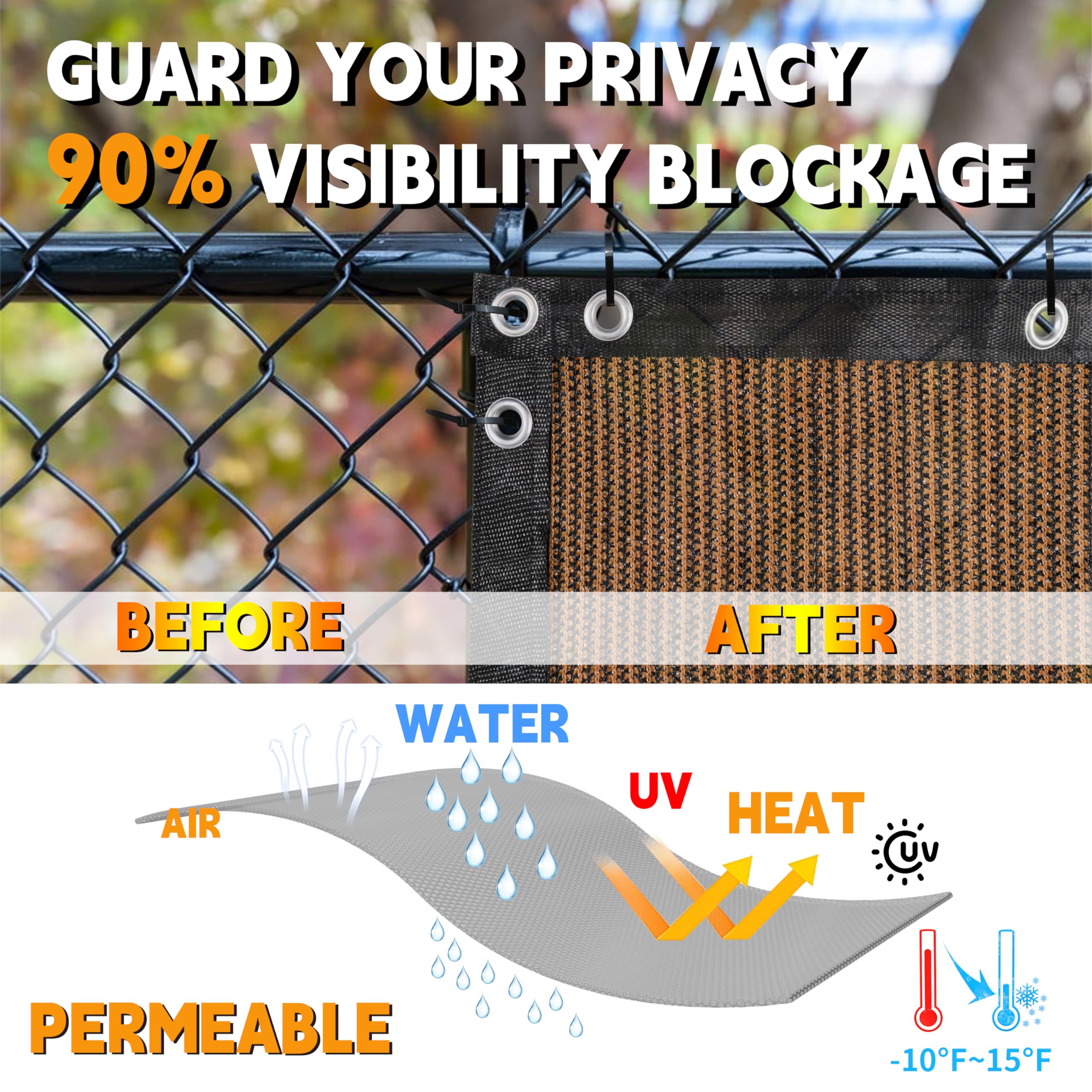 Snapklik.com : MVPNET 5 X 50 Fence Privacy Screen 170GSM Mocha/Black ...