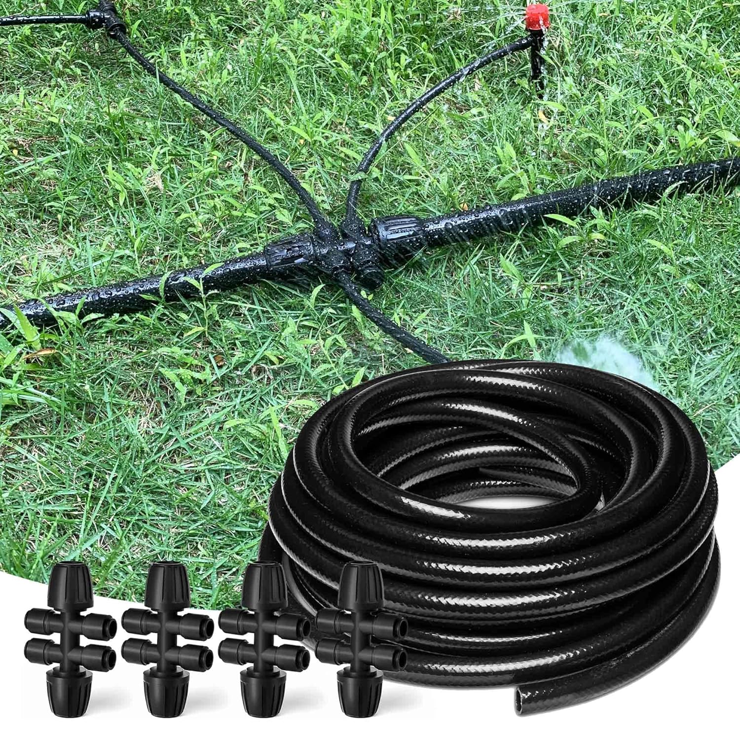 Amazon.com : 50FT 1/2 Inch Drip Irrigation Tubing with 4 Pack 1/2" to 1 ...