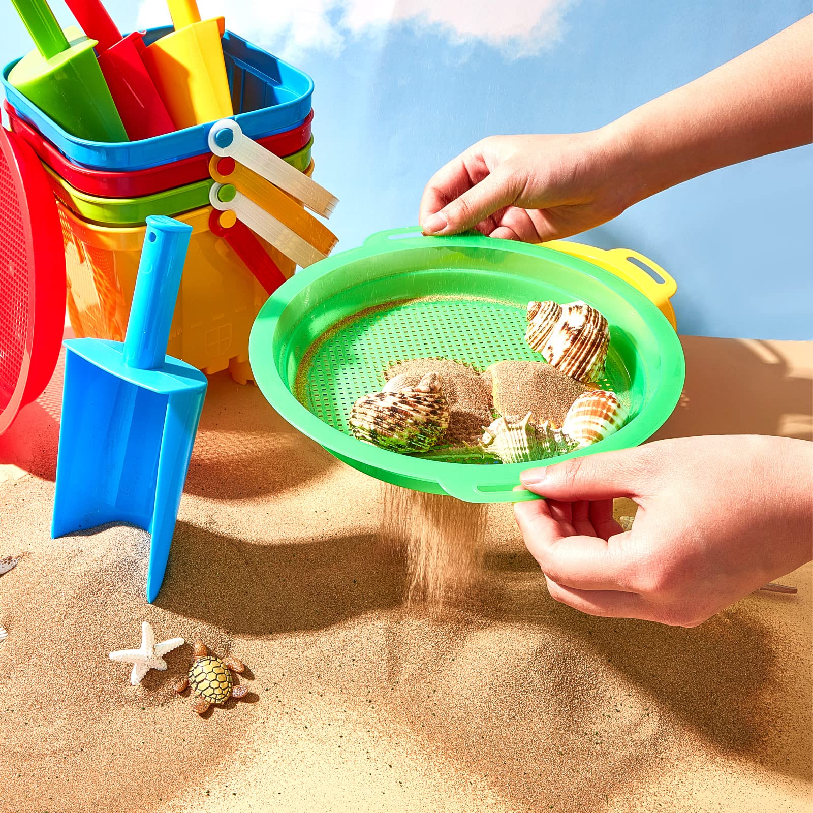 Lenwen 4 Set Beach Sand Toys Includes 4 Plastic Sand Buckets Pails, 4 ...