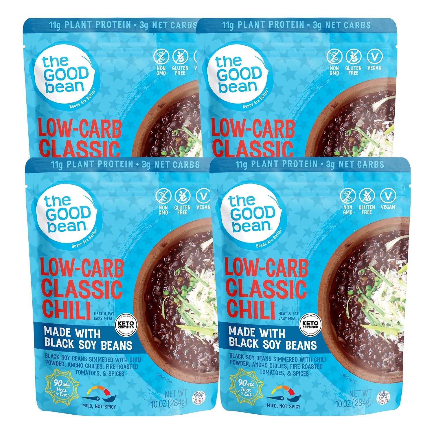 Amazon.com : The Good Bean Heat and Eat Pouch - Low-Carb Classic Chili ...