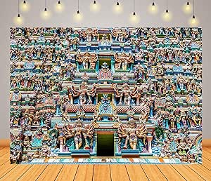 Amazon.com : BELECO 5x4ft Fabric Colorful Hindu Temple Backdrop ...