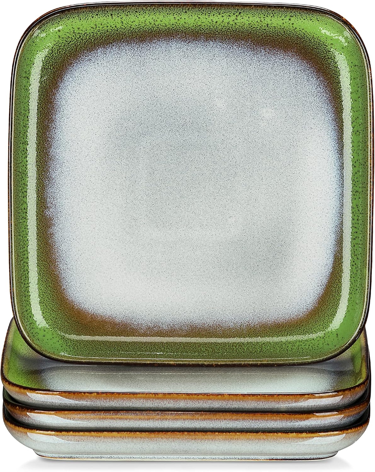 vancasso Stern Square 4-Piece Dessert Plate Set, Reactive Glaze Green 7 ...