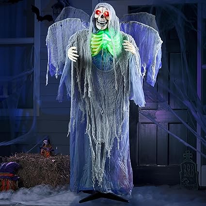 Amazon.com: JOYIN 67" Halloween Animatronic Grim Reaper Decoration with ...