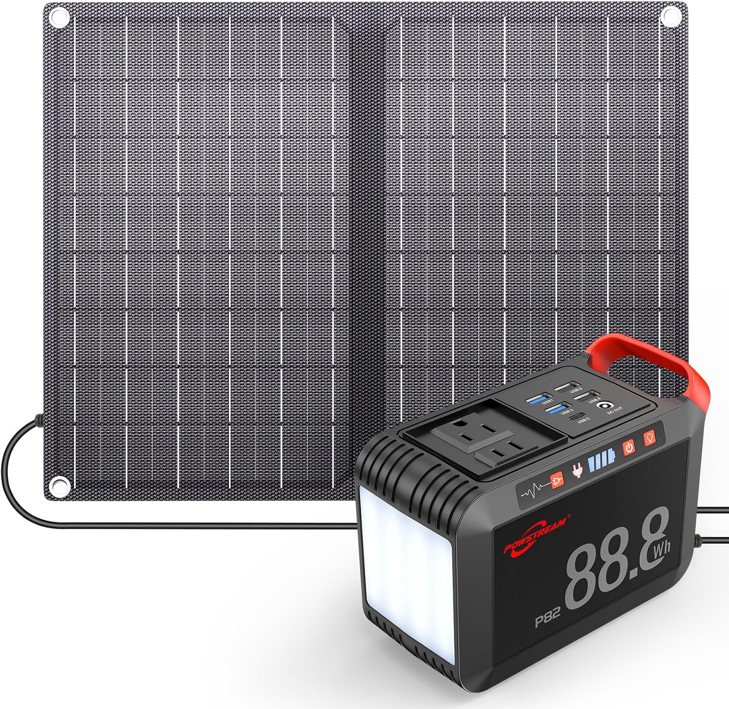 POWSTREAM - Generador solar de 88.8 Wh con panel solar incluido ...