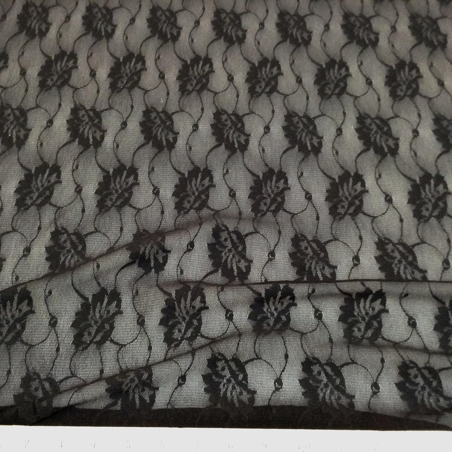 Amazon.com: Fabric Stretch Mesh Lace Black Floral LC661