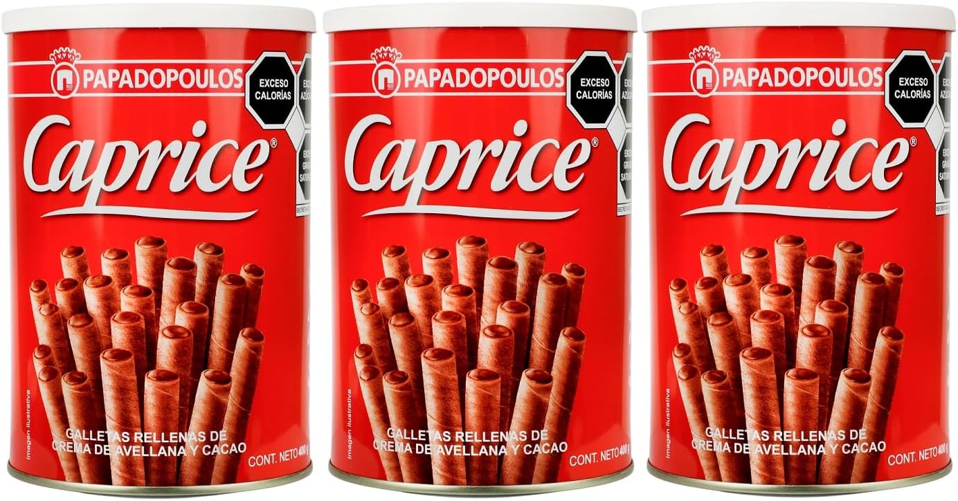 3pk galletas dulce tipo barquillo de chocolate y avellana Caprice, c/u ...