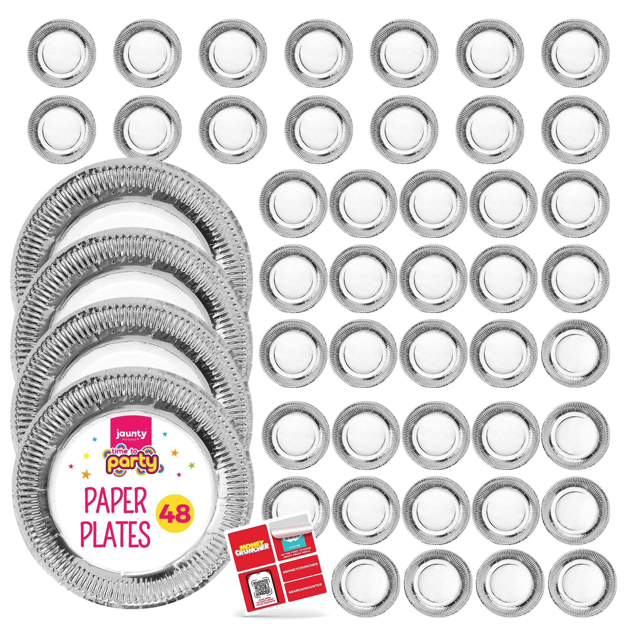 48pk Silver Paper Plates | 9" Silver Party Plates for All Occasions ...