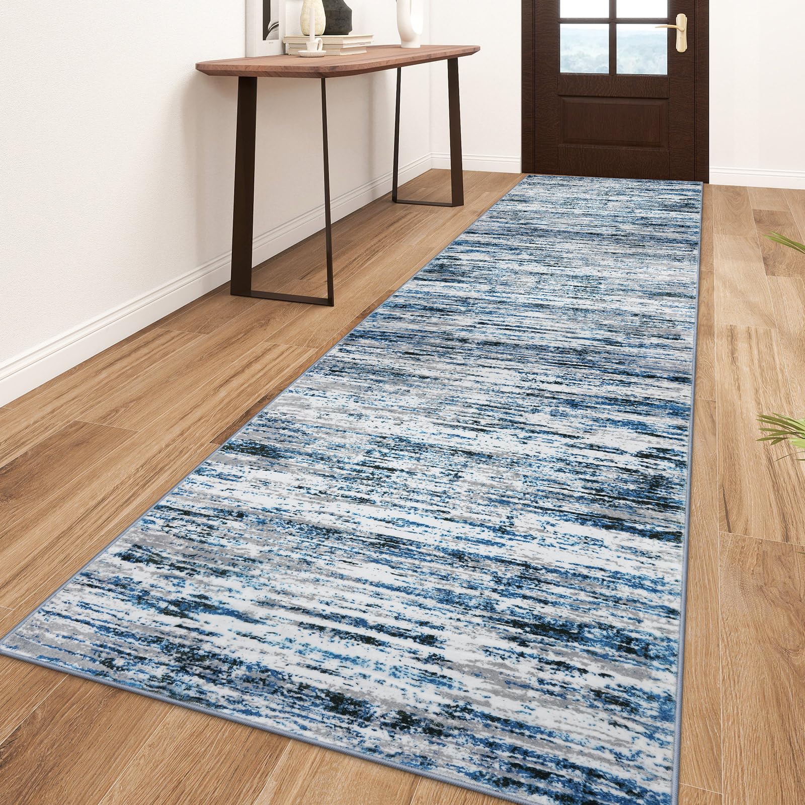 Amazon.com: Lansny Modern Abstract Runner Rug 3x10, Grey Blue White ...