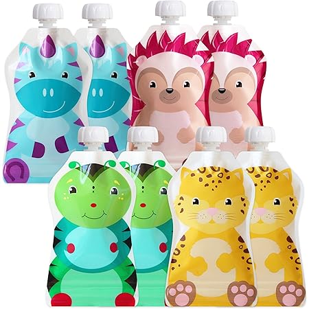 Amazon.com : Aqua 6 oz Squeasy Snacker Spill Proof Silicone Reusable ...