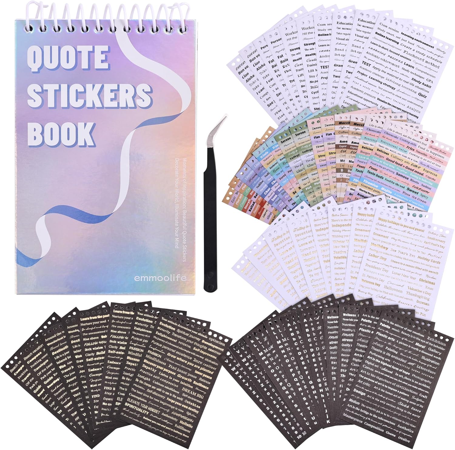 Amazon.com: 3000+ Pcs Word Stickers for Journaling, 50 Sheets Gold Foil ...