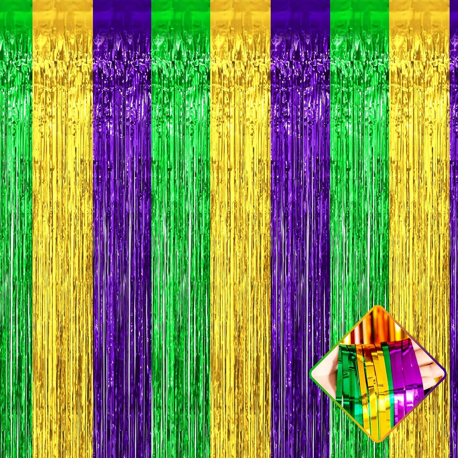 Amazon.com: 4 Pack 3.2Ft x 9.8Ft Mardi Gras Foil Fringe Curtain ...