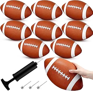 Amazon.com : 8 Pack Rubber Footballs Bulk Sports Football with Pump ...