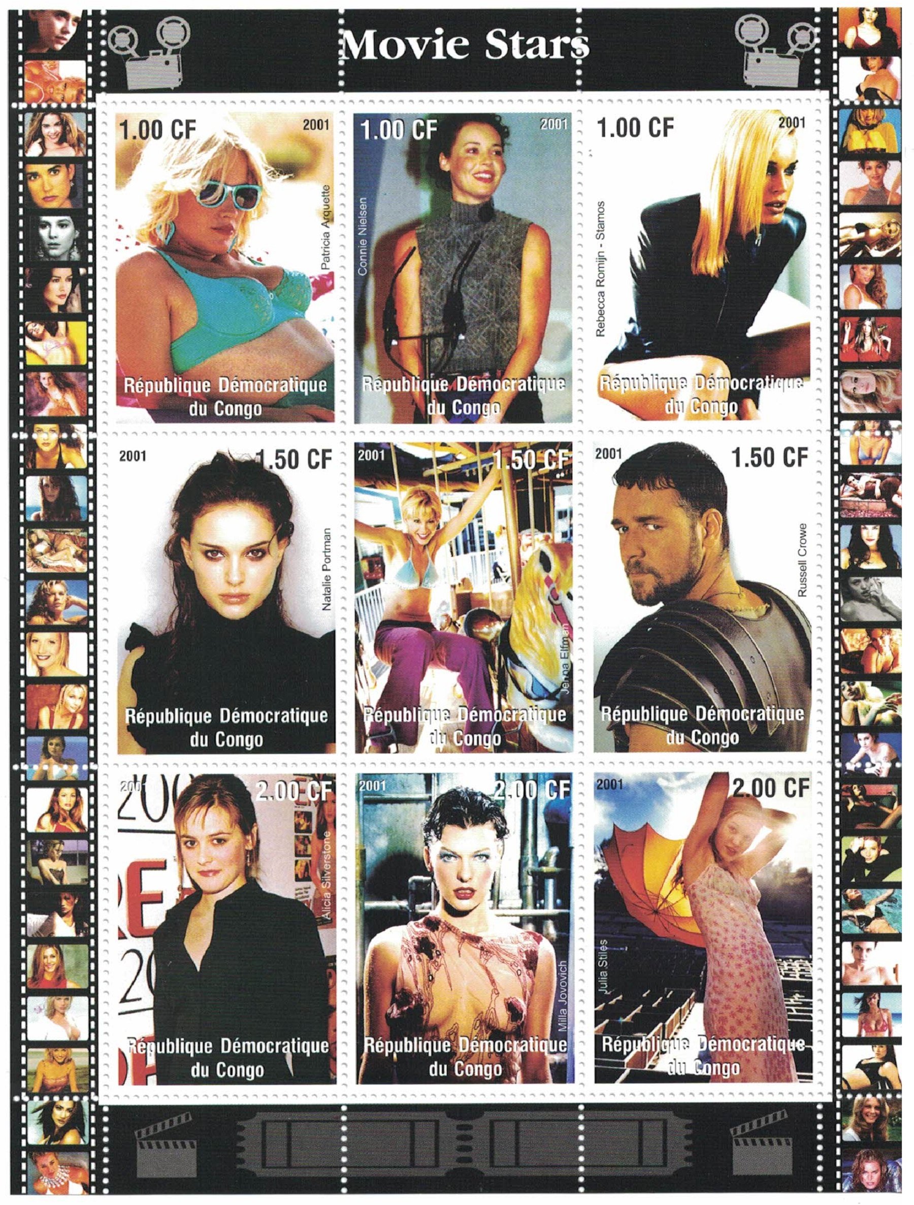 Stamps For Collectors Movie Stars Perforated Stamp Sheet Featuring ...