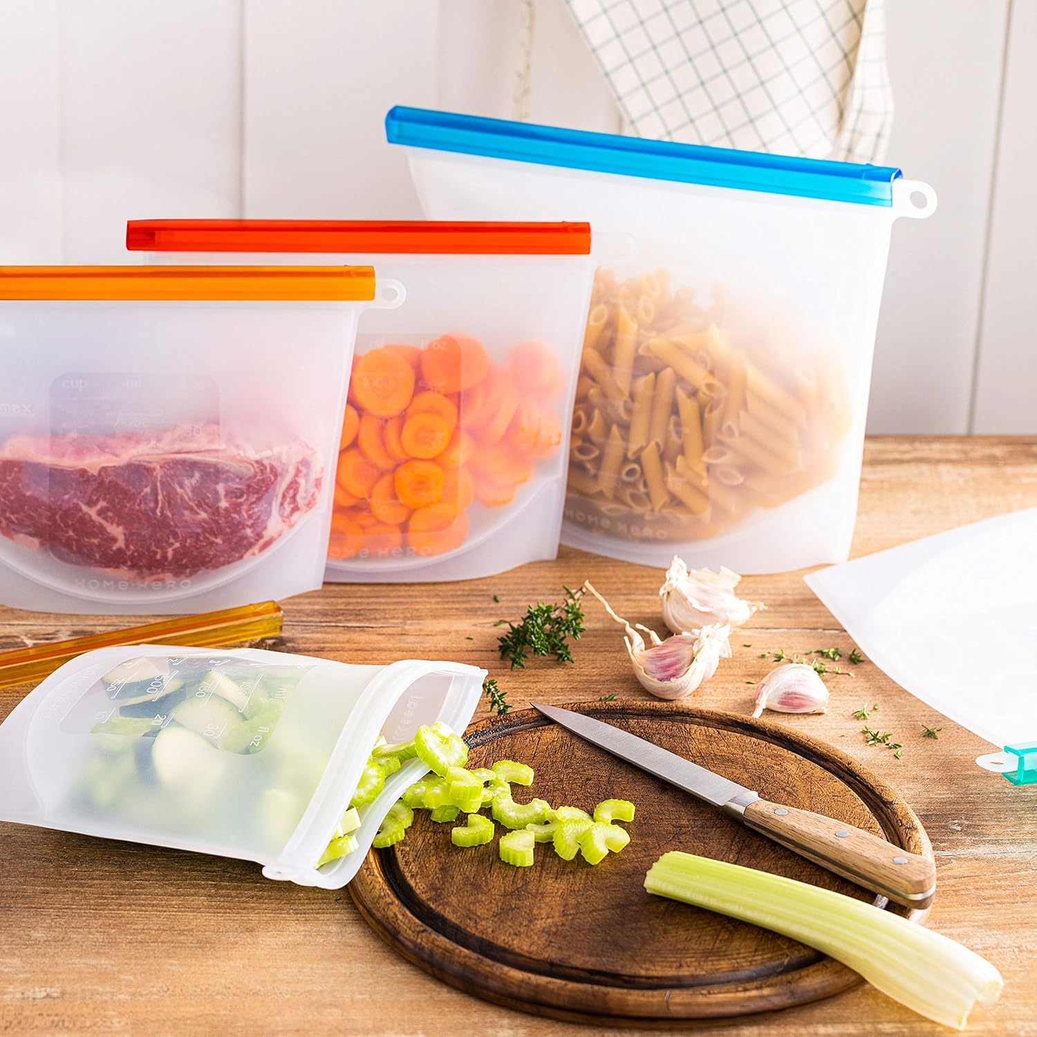 Buy Reusable Silicone Food Bag (4 Pack) Reusable Silicone Food Storage ...