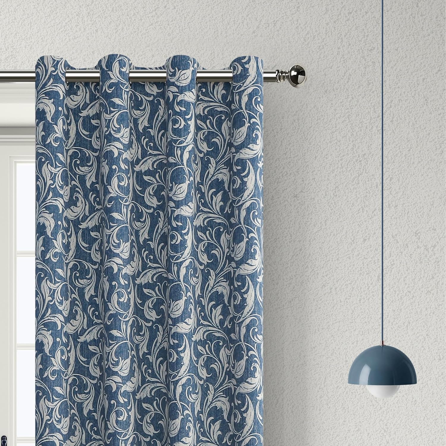Amazon.com: Erbnaryx 80% Blackout Curtains for Bedroom, Blue Scroll ...