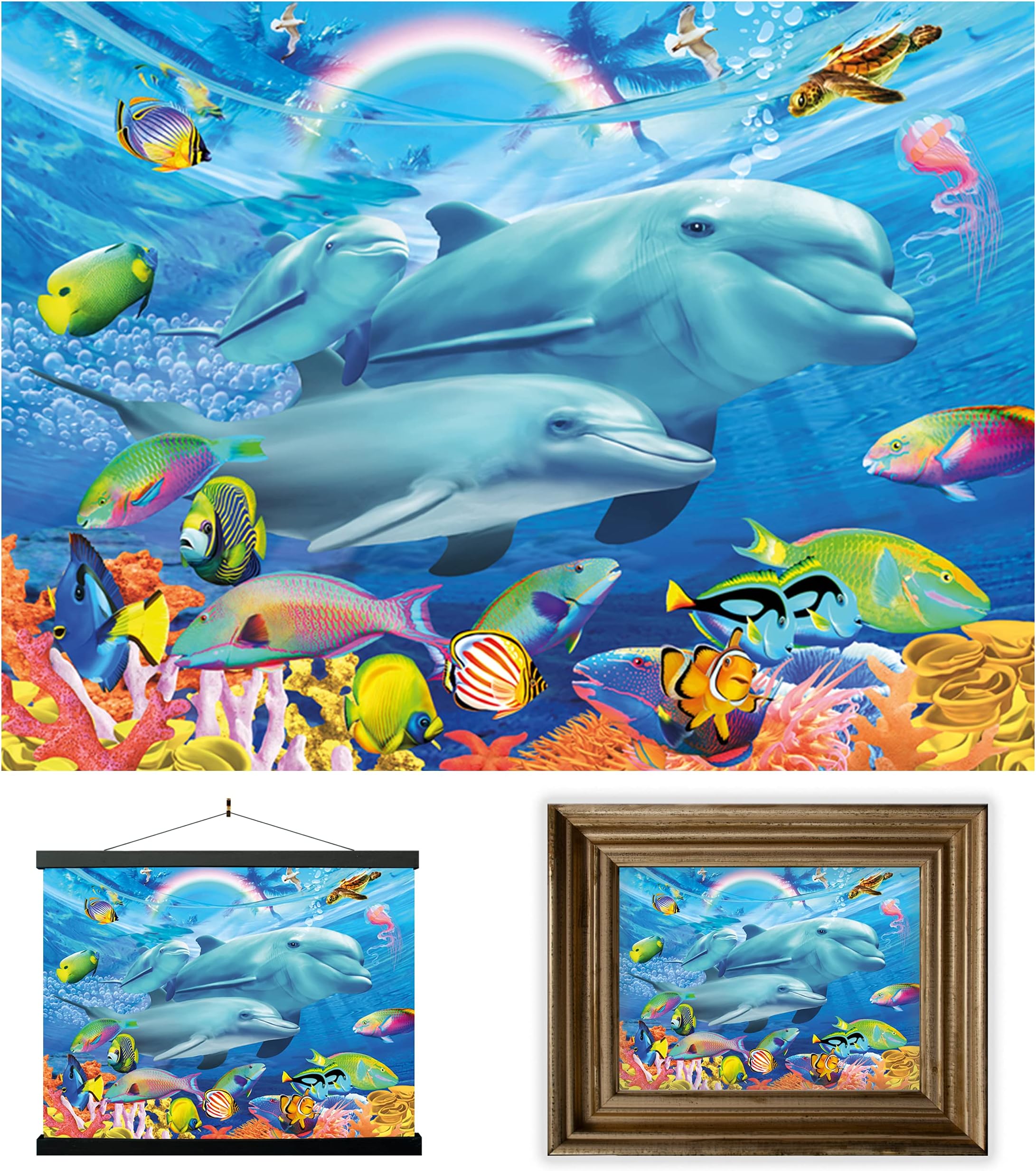 Amazon.com: Buyartforless POSTER Tropical Reef and Dolphins 36x24 Ocean ...