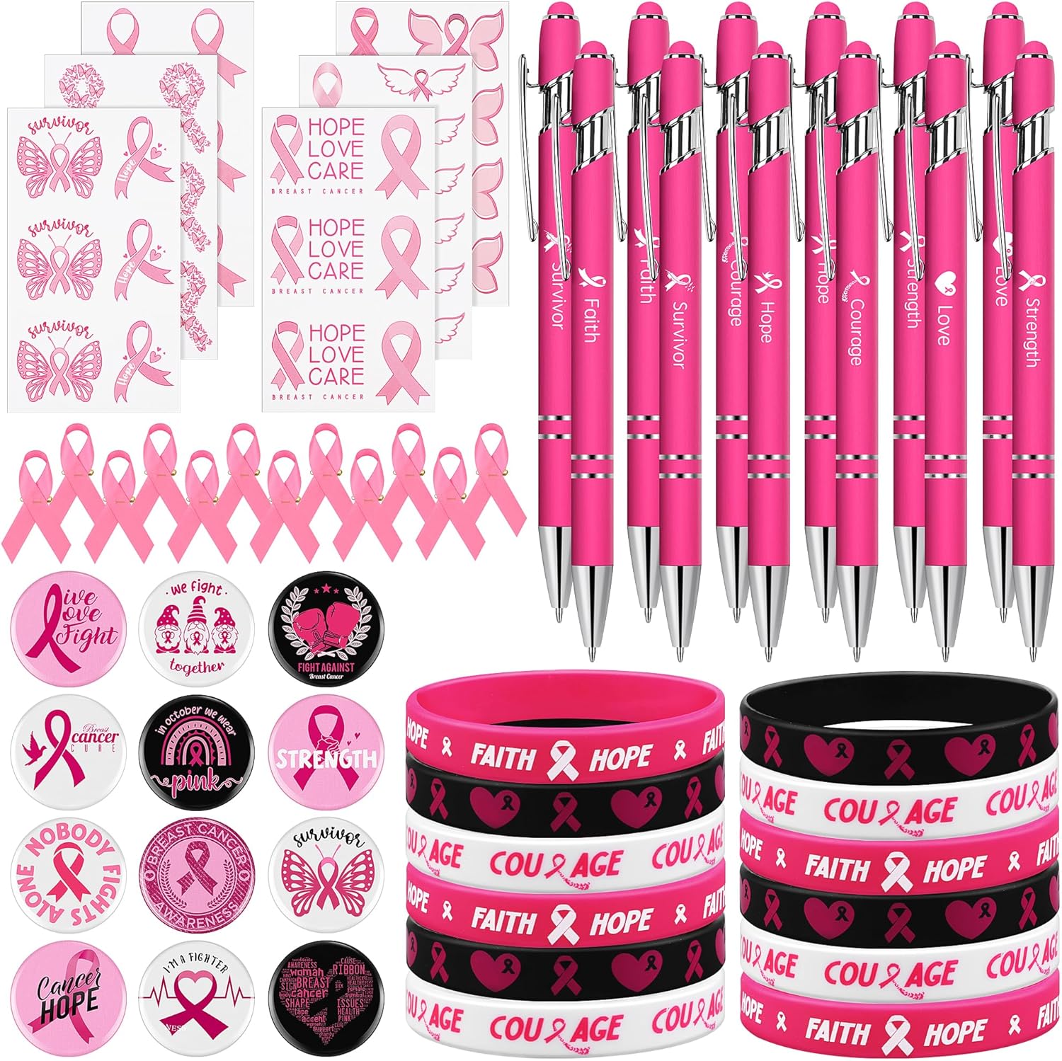 Amazon.com: Aodaer 66 Pieces Breast Cancer Awareness Accessories Pink ...