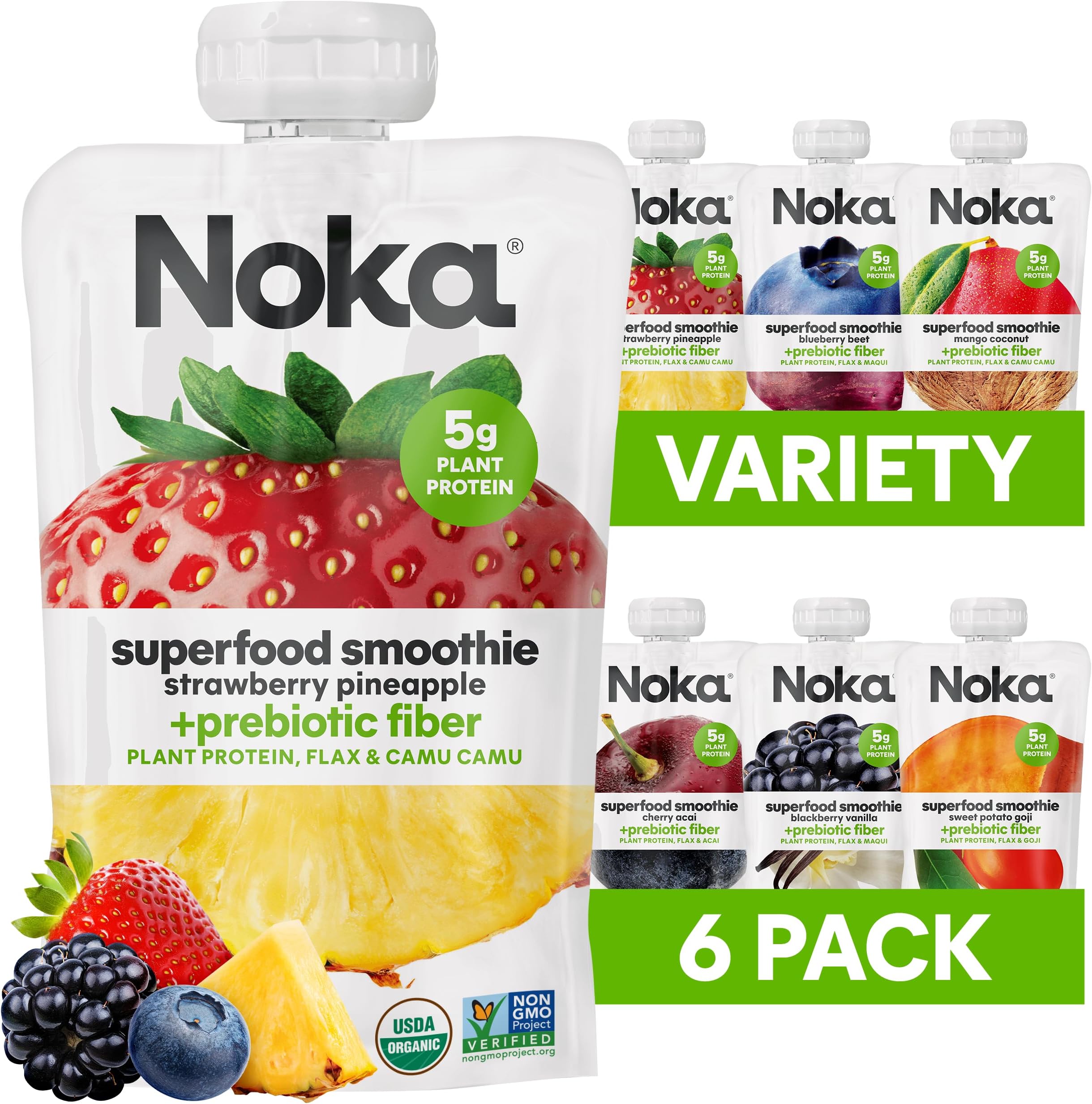 Amazon.com : Noka Superfood Fruit Smoothie Pouches Variety Pack ...