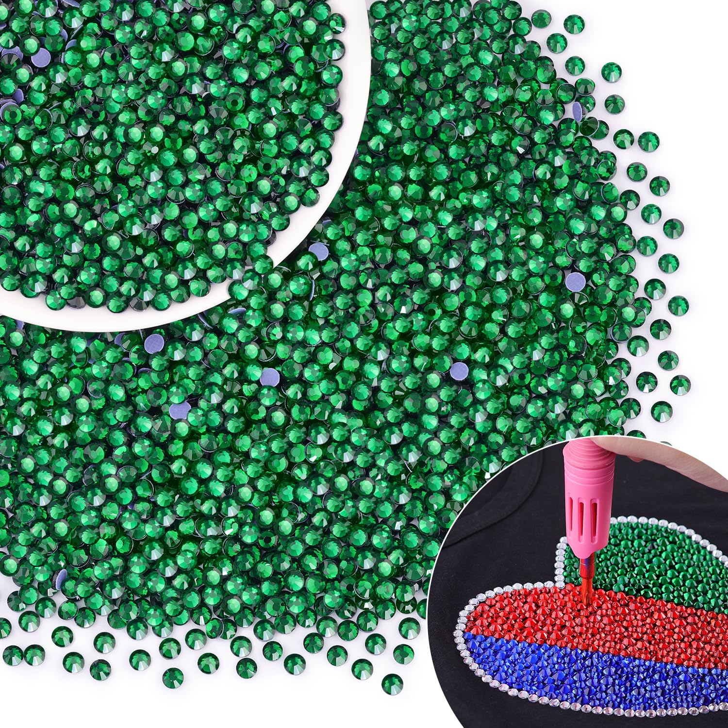 Amazon.com: 8000Pcs Hotfix Rhinestones for Clothing, Emerald Green SS10 ...